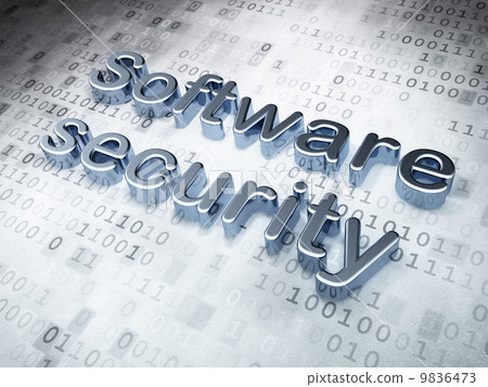 Protection concept: Silver Software Security on... - Stock Illustration ...