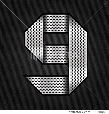 Number metal chrome ribbon - 9 - nine - Stock Illustration [9860880 ...