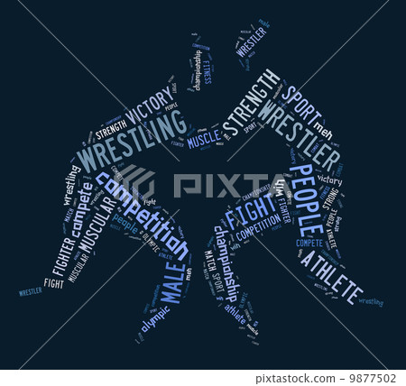 wrestling word cloud with blue wordings-插圖素材 [9877502] - PIXTA圖庫