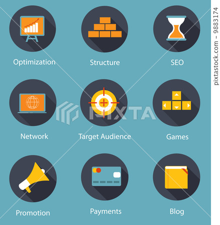 Set of Flat Icons Vector Illustration - Stock Illustration [9883174 ...