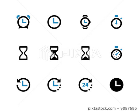 Time and Clock duotone icons on white background. - Stock Illustration ...