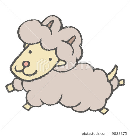 Crayon New Year G_ sheep 2 - Stock Illustration [9888875] - PIXTA