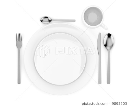 top view of table setting isolated on white... - Stock Illustration ...
