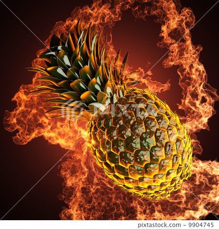 Pineapple in fire - Stock Illustration [9904745] - PIXTA