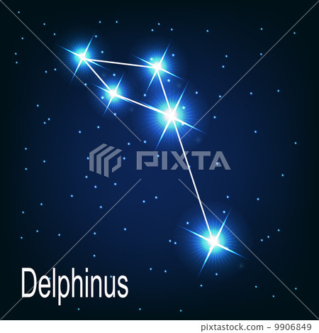 The constellation "Delphinus" star in the night... - Stock Illustration ...