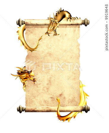 Dragons and scroll of old parchment - Stock Illustration [9919648] - PIXTA