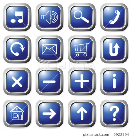 Blue square buttons with symbols. - Stock Illustration [9922594] - PIXTA