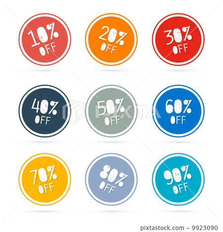 Colorful Vector Discount Stickers, Labels - Stock Illustration [9923090 ...