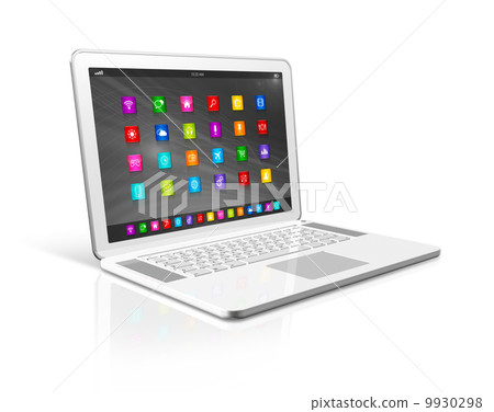 Laptop Computer - apps icons interface - Stock Illustration [9930298 ...