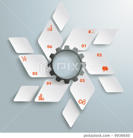 Rhombus Fan Black Gear 6 Options Black Orange - Stock Illustration ...