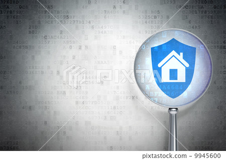 Business concept: Shield with optical glass on... - Stock Illustration ...