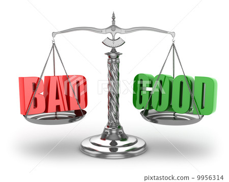 Balance bad or good. Scales on white isolated... - Stock Illustration ...