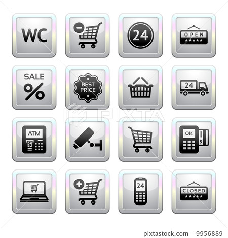 Set pictograms supermarket services, Shopping... - Stock Illustration ...