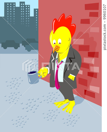 rooster chicken unemployed office worker begging - Stock Illustration ...