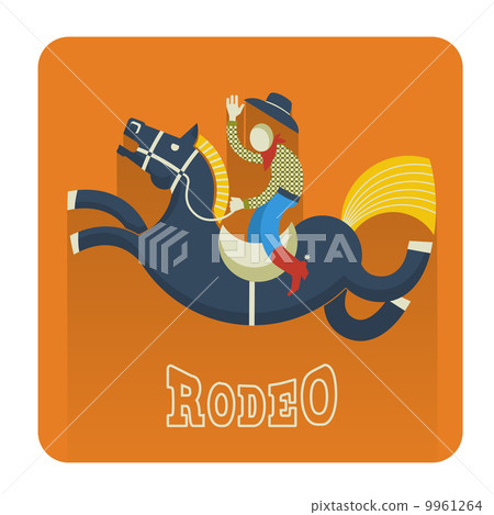Rodeo icon.Cowboy on horse - Stock Illustration [9961264] - PIXTA