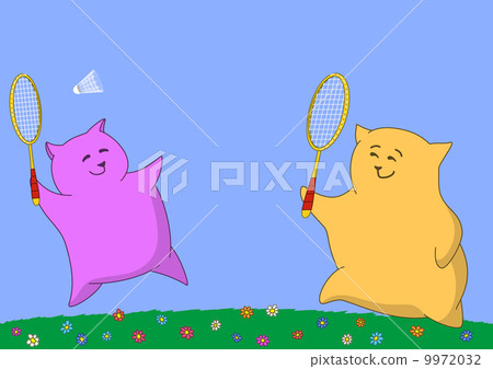 Cartoon animals playing badminton - Stock Illustration [9972032] - PIXTA