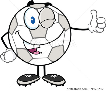 Winking Soccer Ball Cartoon Character Holding A... - Stock Illustration ...