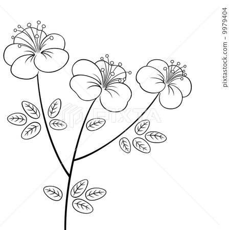 Pretty flower line-art - Stock Illustration [9979404] - PIXTA