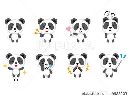 Panda Animal pose facial expression set - Stock Illustration [9988503 ...