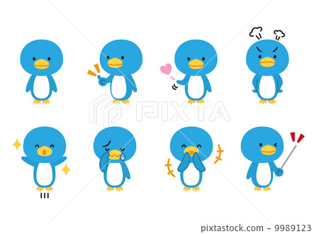 Penguin animals pose facial expression set - Stock Illustration ...