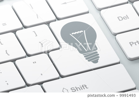 Business concept: Light Bulb on computer... - Stock Illustration ...