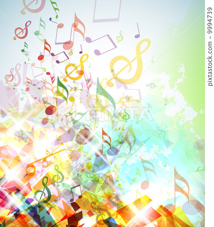 Abstract Shattered Music Notes Background - Stock Illustration [9994739 ...