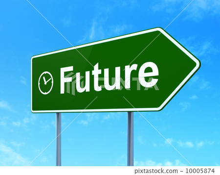 Time concept: Future and Clock on road sign... - Stock Illustration ...