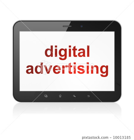 Digital Advertising on tablet pc computer - Stock Illustration ...