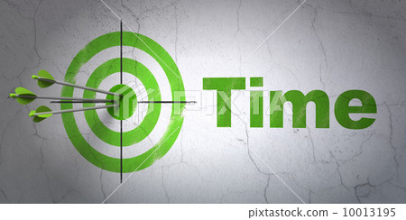 Timeline concept: target and Time on wall... - Stock Illustration ...