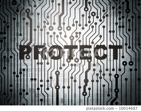 Protection concept: circuit board with Protect - Stock Illustration ...