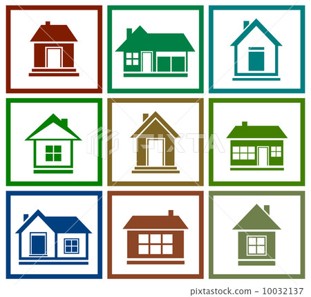 set colorful house icon - Stock Illustration [10032137] - PIXTA