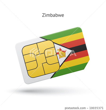 Zimbabwe mobile phone sim card with flag. - Stock Illustration ...