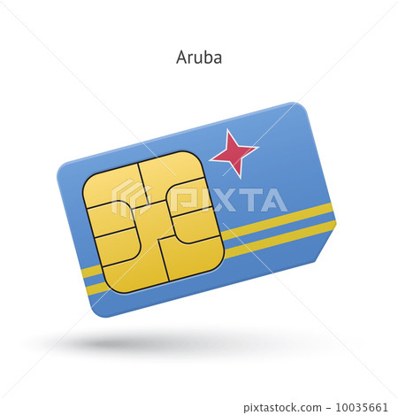 Aruba mobile phone sim card with flag. - Stock Illustration [10035661 ...