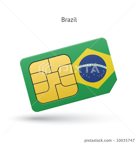 Brazil mobile phone sim card with flag. - Stock Illustration [10035747 ...