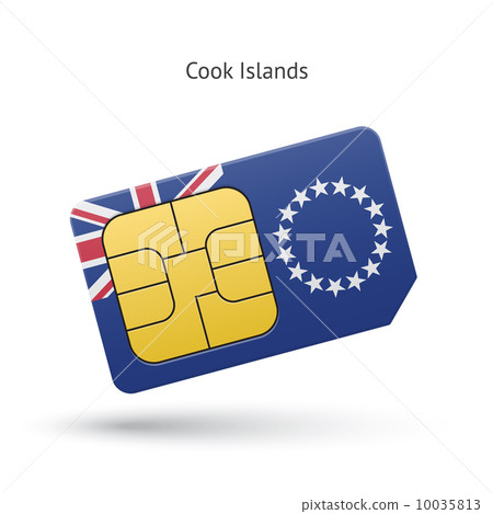 Cook Islands mobile phone sim card with flag. - Stock Illustration ...