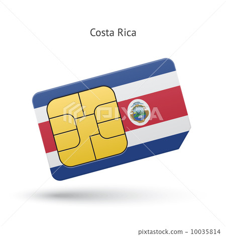 Costa Rica mobile phone sim card with flag.-插圖素材 [10035814] - PIXTA圖庫