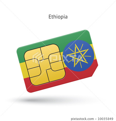 Ethiopia mobile phone sim card with flag. - Stock Illustration ...