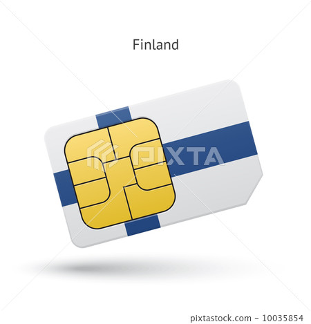 Finland mobile phone sim card with flag.-插圖素材 [10035854] - PIXTA圖庫