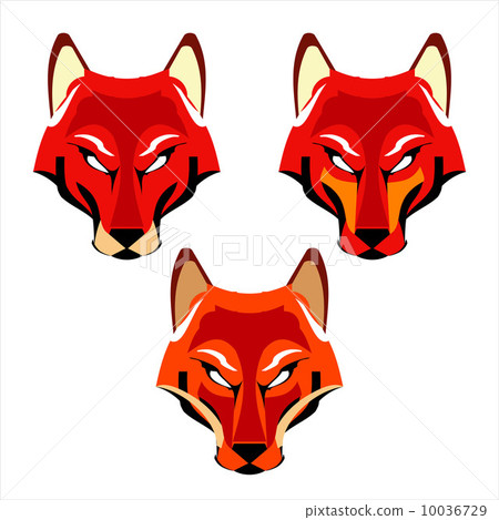 A Set of Three Different Fox Heads - Stock Illustration [10036729] - PIXTA