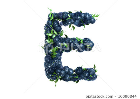 Blueberry letter E on white background - Stock Illustration [10090844 ...