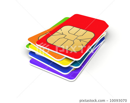 Stack of colorful phone SIM cards isolated on... - Stock Illustration ...