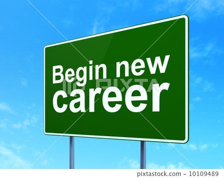 Finance concept: Begin New Career on road sign... - Stock Illustration ...