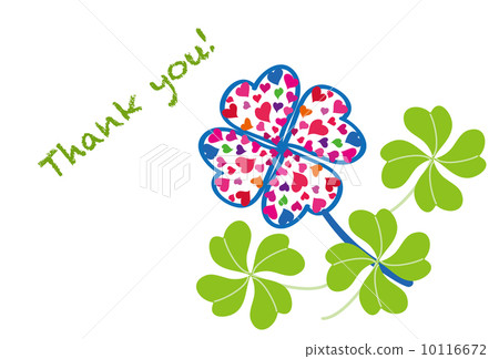 Three leaf four leaf clover barbecue Thank you... - Stock Illustration ...