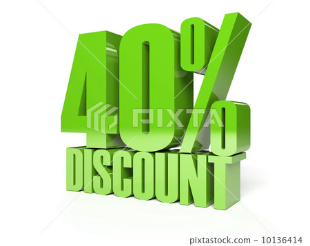 40 percent discount. Green shiny text. Concept... - Stock Illustration ...