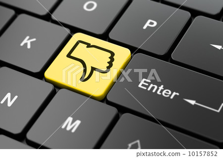 Social network concept: Thumb Down on computer... - Stock Illustration ...