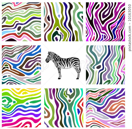 Colorful abstract illustration set of zebra... - Stock Illustration ...