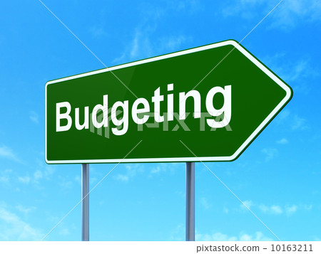Business concept: Budgeting on road sign... - Stock Illustration ...
