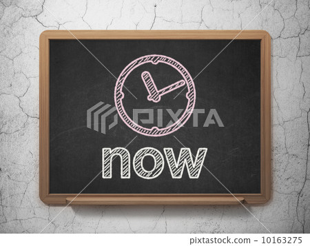 Time concept: Clock and Now on chalkboard... - Stock Illustration ...
