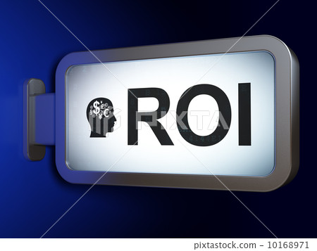 ROI and Head With Finance Symbol on billboard - Stock Illustration ...