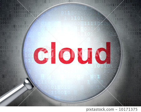 Cloud computing concept: Cloud with optical glass - Stock Illustration ...